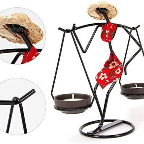 Accents | African Candle Holder Metal Candlestick Tribal Figurines Art ...